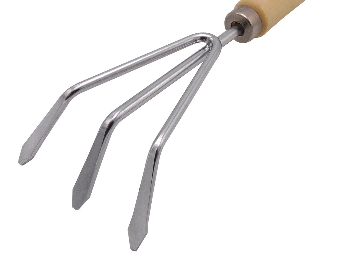 Griffe à 3 dents en acier inoxydable avec manche en bois de saule