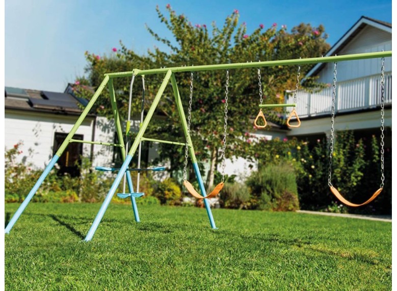 Portique pour enfants 4 agrès balançoires + face à face - Intex